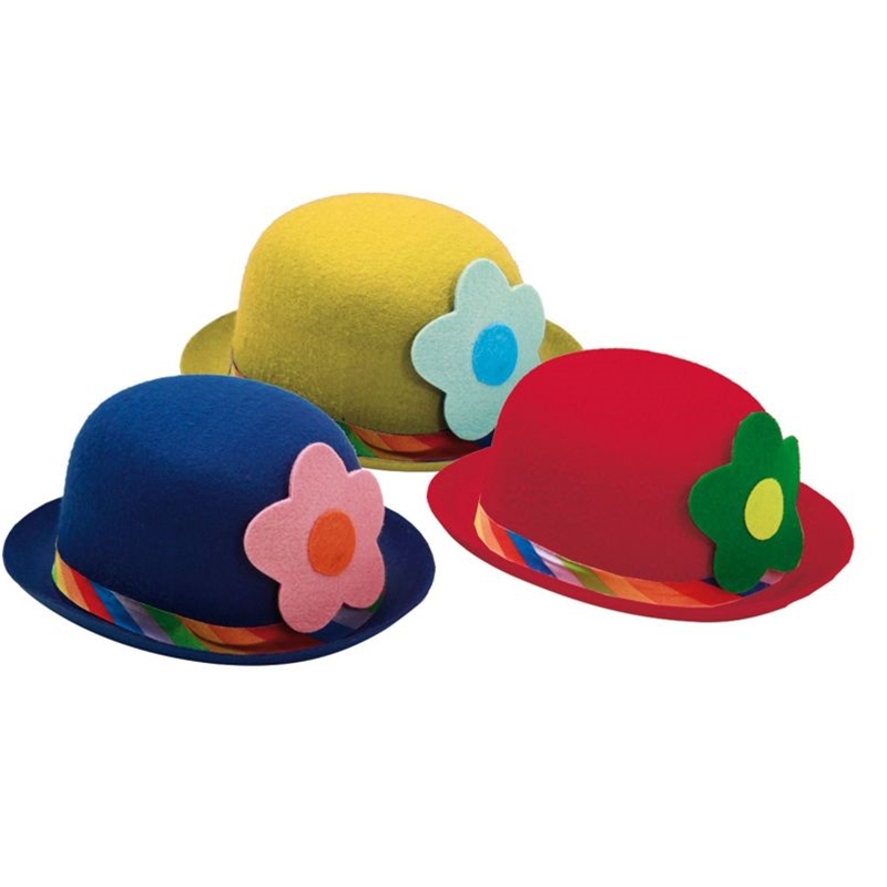 Clown Derby Bowler Hat with Daisy Flower | The Costumer
